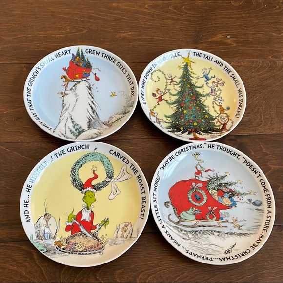 Dining | The Grinch Set Of 4 Appetizer Dessert Plates New Ceramic ...